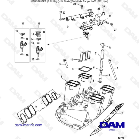Mercruiser 502 MAG MPI HO - Intake manifold - DAM Marine
