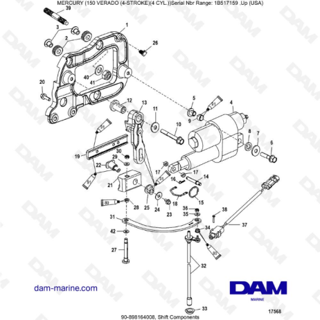 Mercury Verado 150 (SN 1B517159 & +) - Shift components - DAM Marine