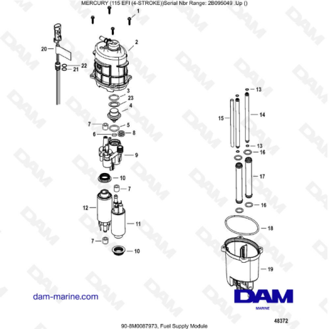 Mercury 115 EFI - Fuel Supply Module - DAM Marine