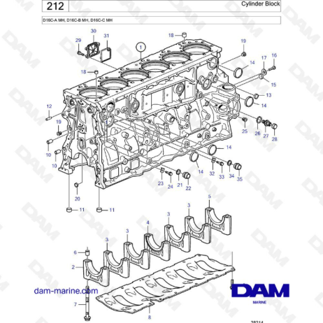 Volvo Penta D16 - Cylinder Block - DAM Marine