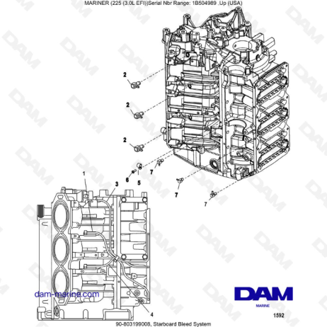 Mercury Mariner 225 EFI - Starboard Bleed System - DAM Marine
