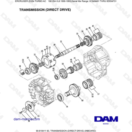 Mercruiser D254 TURBO AC - TRANSMISSION (DIRECT DRIVE) (INBOARD) - DAM ...