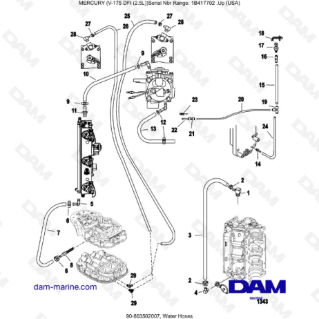 MERCURY MARINER 175 OPTIMAX - Water Hoses - DAM Marine