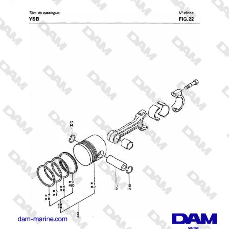 Yanmar YSB8 / YSB12 - PISTON - DAM Marine