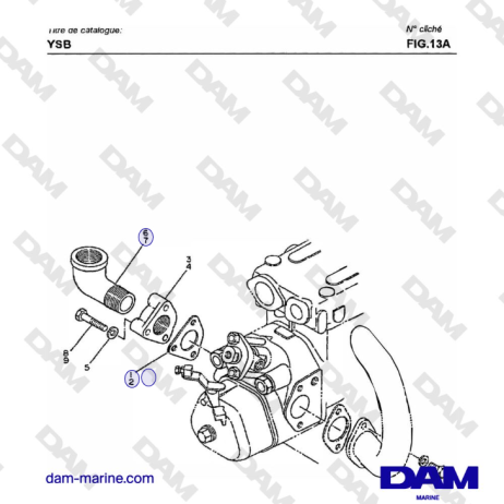 Yanmar YSB8 / YSB12 - EXHAUST FLANGE - DAM Marine