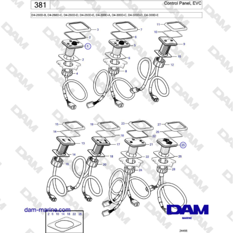 Volvo Penta D4-260D / D4-300D - Control Panel, EVC - DAM Marine