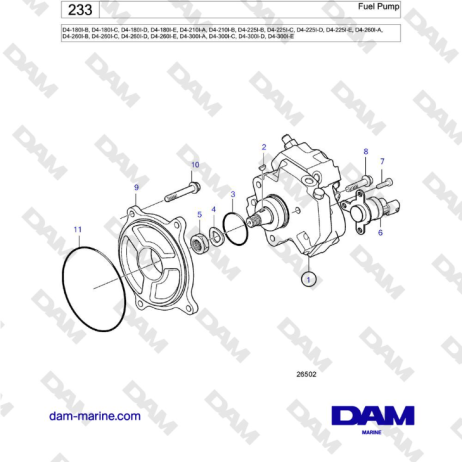 Volvo Penta D4-180I / D4-210I / D4-225I / D4-260I / D4-300I - Fuel pump ...