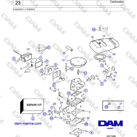 Volvo Penta 5.7L GSI - Carburetor - DAM Marine