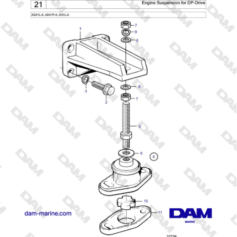 Volvo Penta AD41L-A, AD41P-A, D41L-A - Engine Suspension - DAM Marine