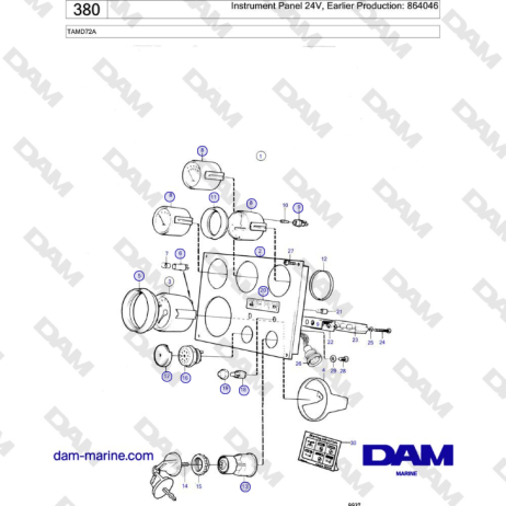 Volvo Penta TAMD72A - Instrument Panel 24V, Earlier Production: 864046 ...