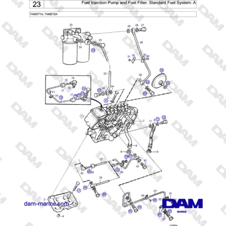 Volvo Penta TAMD71A - Fuel Injection Pump and Fuel Filter. Standard ...