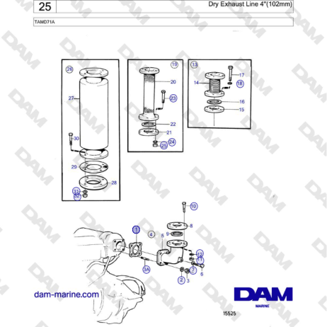 Volvo Penta TAMD71A - Dry Exhaust Line 4''(102mm)