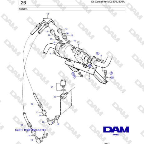 Volvo Penta TAMD61A - Oil Cooler for MG 506, 506A