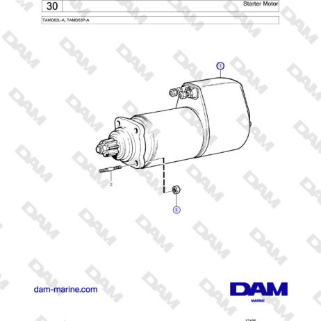Volvo Penta TAMD63L-A, TAMD63P-A - Starter Motor