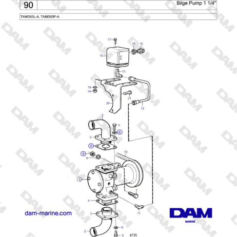 Volvo Penta TAMD63L-A, TAMD63P-A - Bilge Pump 1 1/4''