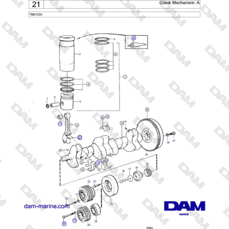 Volvo Penta TMD122A - Crank Mechanism: A