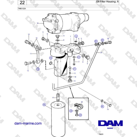 Volvo Penta TMD122A - Oil Filter Housing: A
