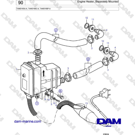 Volvo Penta TAMD165A-A, TAMD165C-A, TAMD165P-A - Engine Heater ...