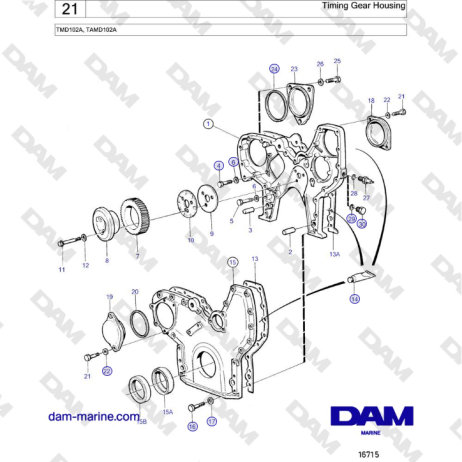 Volvo Penta TMD102A, TAMD102A - Timing Gear Housing
