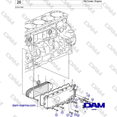 Volvo Penta D16C-A MG - Oil Cooler, Engine