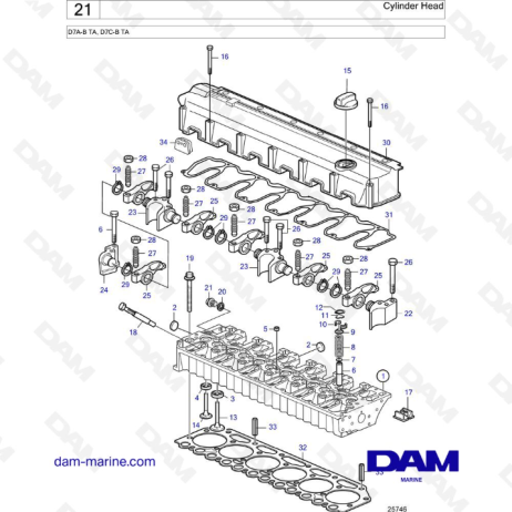 Volvo Penta D7A-B TA - Cylinder Head