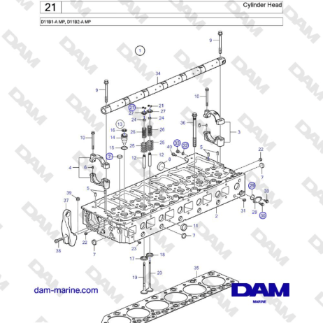 Volvo Penta D11B1-A MP, D11B2-A MP - Cylinder Head