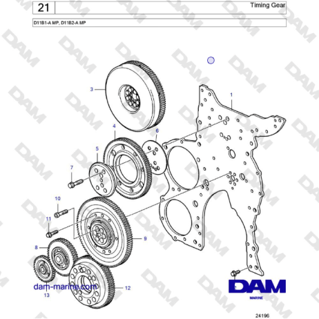 Volvo Penta D11B1-A MP, D11B2-A MP - Timing Gear