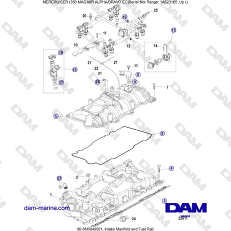 MERCRUISER 350 MAG MPI EC - Intake Manifold and Fuel Rail
