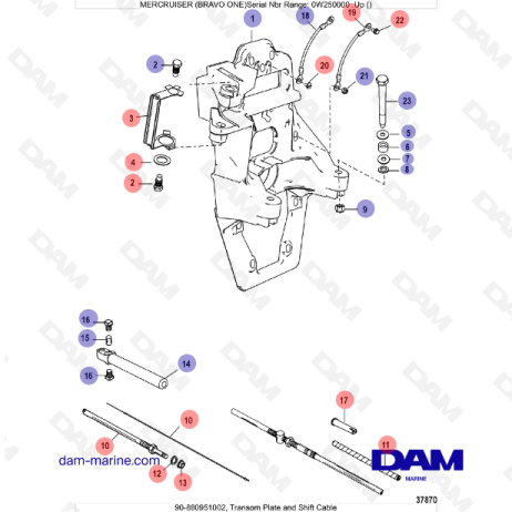 Exploded view Interior plate Mercruiser Bravo 1 base - DAM Marine