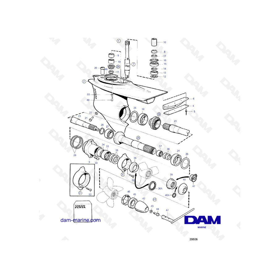 Exploded view Lower base DP-E - DAM Marine