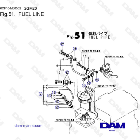 Yanmar 2GM20 - Fuel line - DAM Marine
