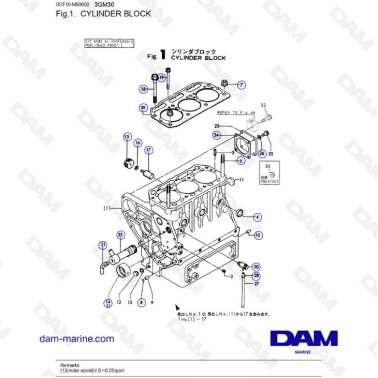 Yanmar 3GM30 - CYLINDER BLOCK - DAM Marine