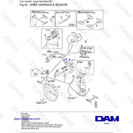Yanmar 4JH4-TE - WIRE HARNESS & SENSOR - DAM Marine