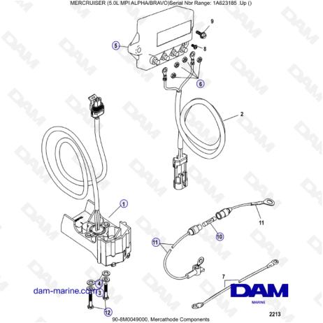 MERCRUISER 5.0L MPI ALPHA-BRAVO - Mercathode components - DAM Marine