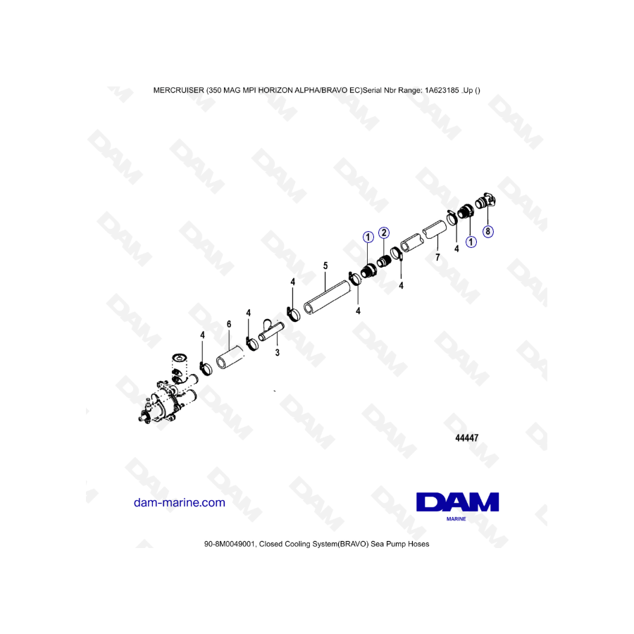 MERCRUISER 350 MAG MPI HORIZON - Closed cooling system (BRAVO)Sea pump ...