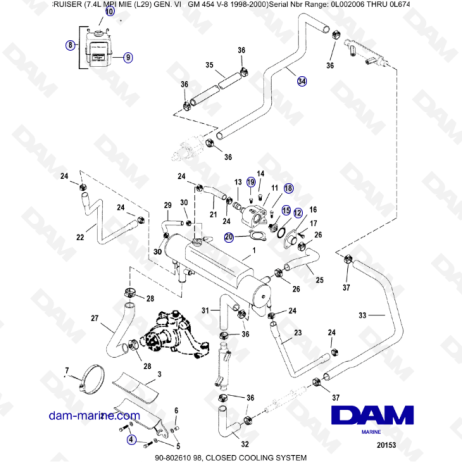 MERCRUISER 7.4L MPI MIE - Closed cooling system - DAM Marine