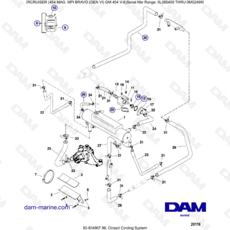 MERCRUISER 454 MAG MPI - Closed cooling system - DAM Marine