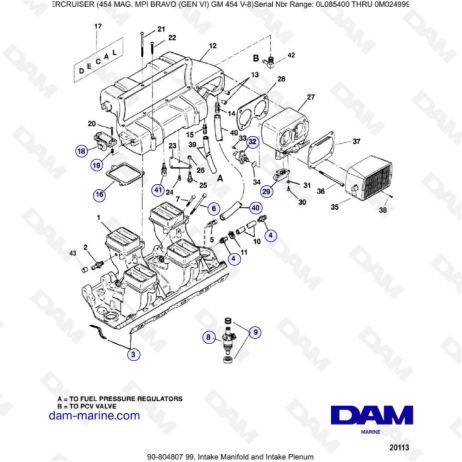 MERCRUISER 454 MAG MPI - Intake manifold & Intake Plenum - DAM Marine
