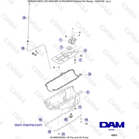 MERCRUISER 350 MAG MPI - Oil pan & Oil pump - DAM Marine