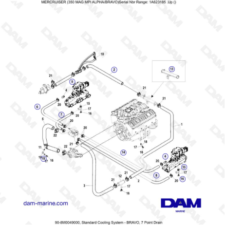 MERCRUISER 350 MAG MPI - Standard cooling system - bravo - DAM Marine