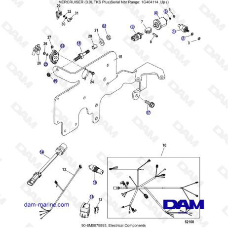 MERCRUISER 3.0L TKS - Electrical components - DAM Marine