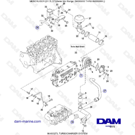 MERCRUISER D1.7L DTI - Turbocharger system - DAM Marine