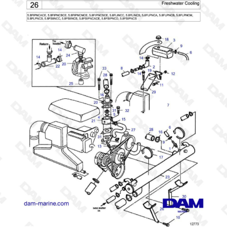 Volvo Penta 5.8L FI - Freshwater cooling - DAM Marine