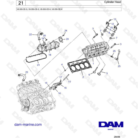 Volvo Penta V8-300 - Cylinder head - DAM Marine