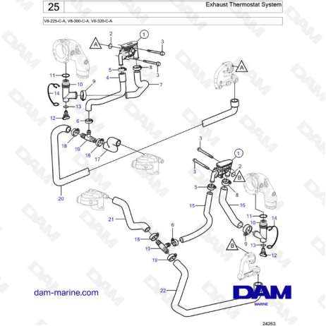 Volvo Penta V8-225 - Exhaust thermostat system - DAM Marine