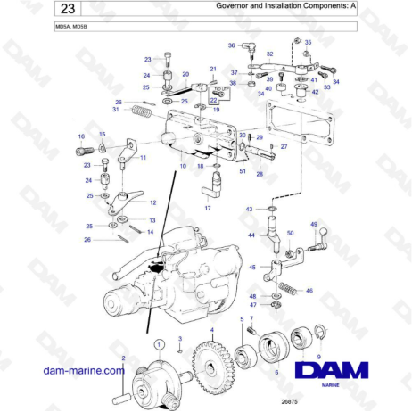 Volvo Penta MD5A & MD5B - Governor & Installation components - DAM Marine