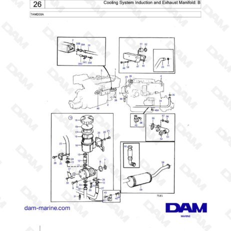 Volvo Penta TAMD30A - Cooling System Induction and Exhaust Manifold: B ...