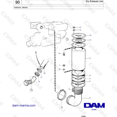 Volvo Penta TAMD30A / TMD30A - Dry Exhaust Line - DAM Marine