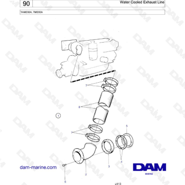 Volvo Penta TAMD30A / TMD30A - Water Cooled Exhaust Line - DAM Marine
