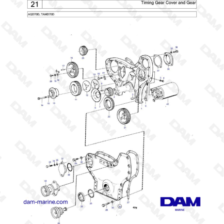 Volvo Penta TAMD70D - Timing Gear Cover and Gear - DAM Marine